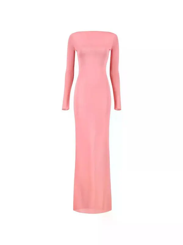 LA GALPA Riva Vera Sheer Boat Neck Maxi Dress - Pink