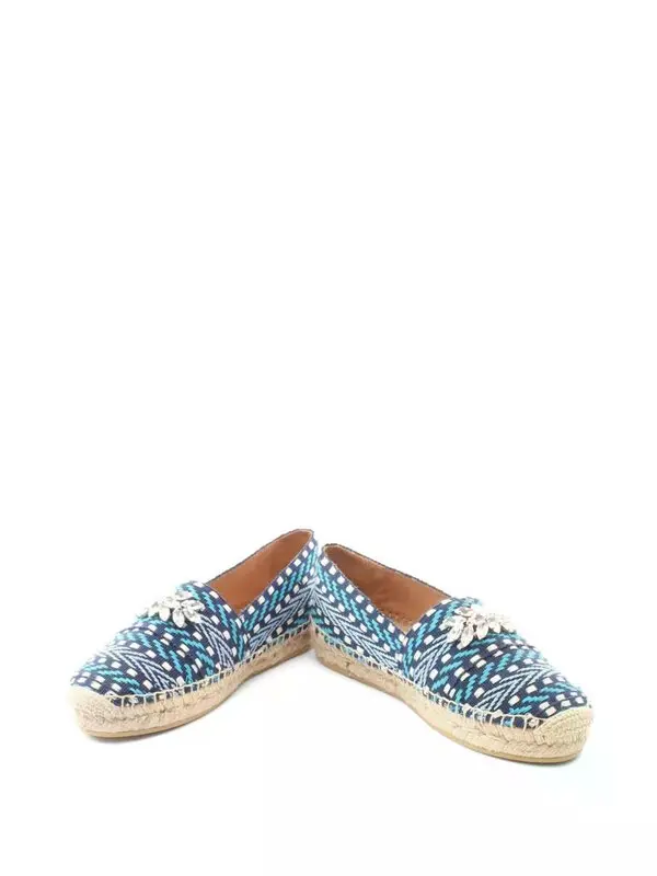 Miu Miu Geometric Crystal Embellished Canvas Espadrilles