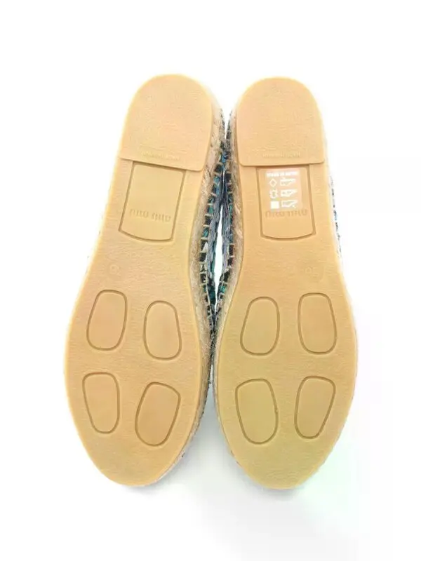 Miu Miu Geometric Crystal Embellished Canvas Espadrilles