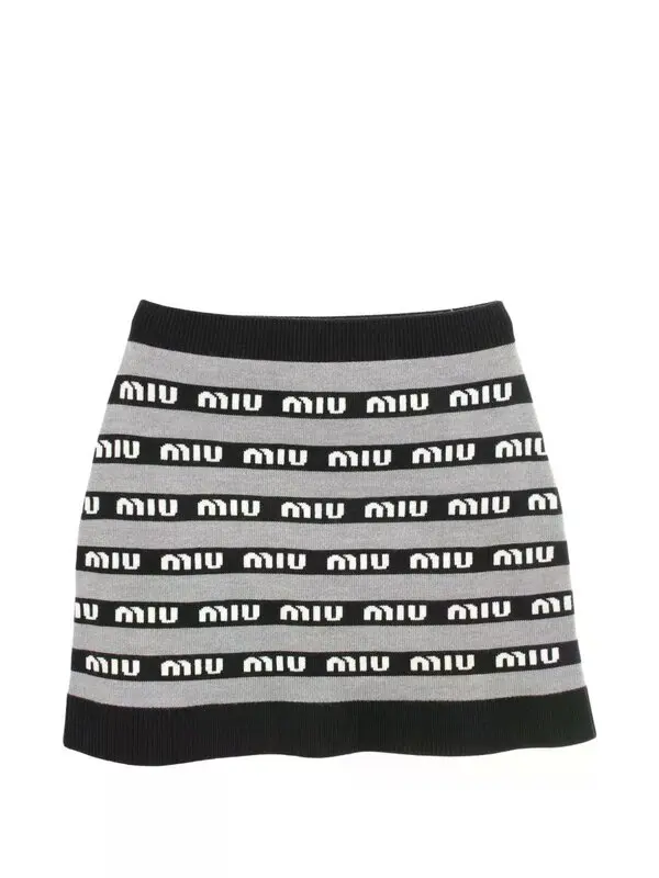 Miu Miu Logo-knit Mini Skirt - Black