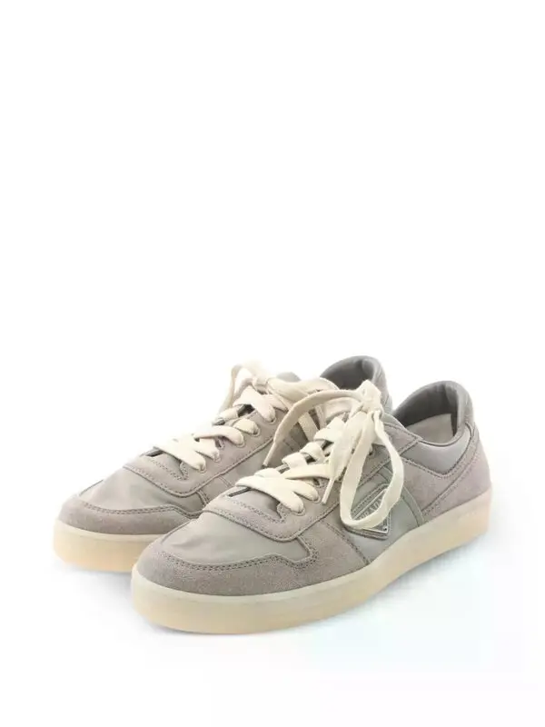 Prada Panelled Lace-up Suede Sneakers - Grey