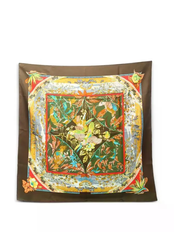 Hermès 2000s Tropiques Laurence Bourthoumieux Silk Scarf - Brown