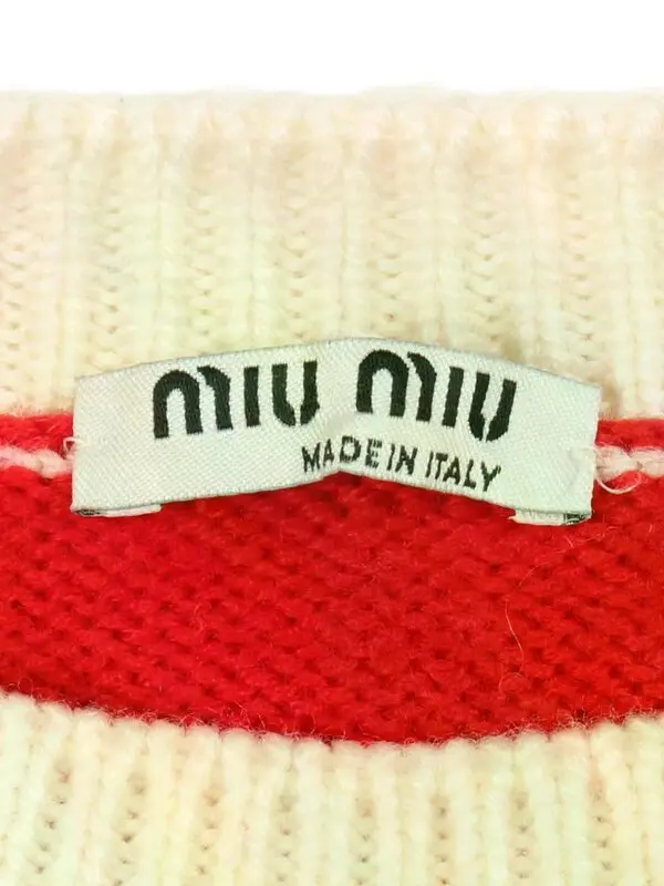 Miu Miu Striped Logo-embroidered Sweater