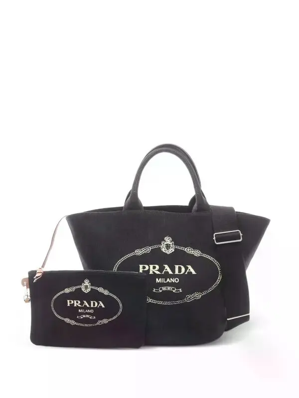 Prada Canapa Canvas Tote Bag - Black