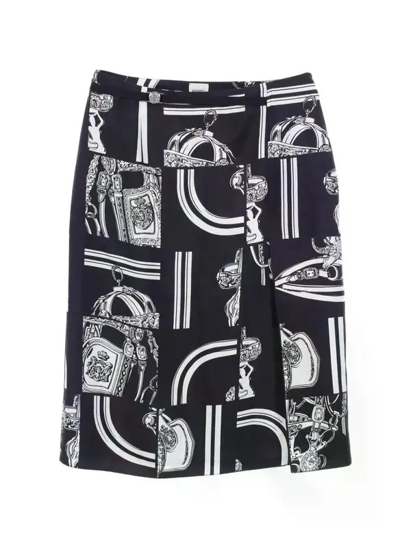 Hermès Silk Graphic Print Midi Skirt