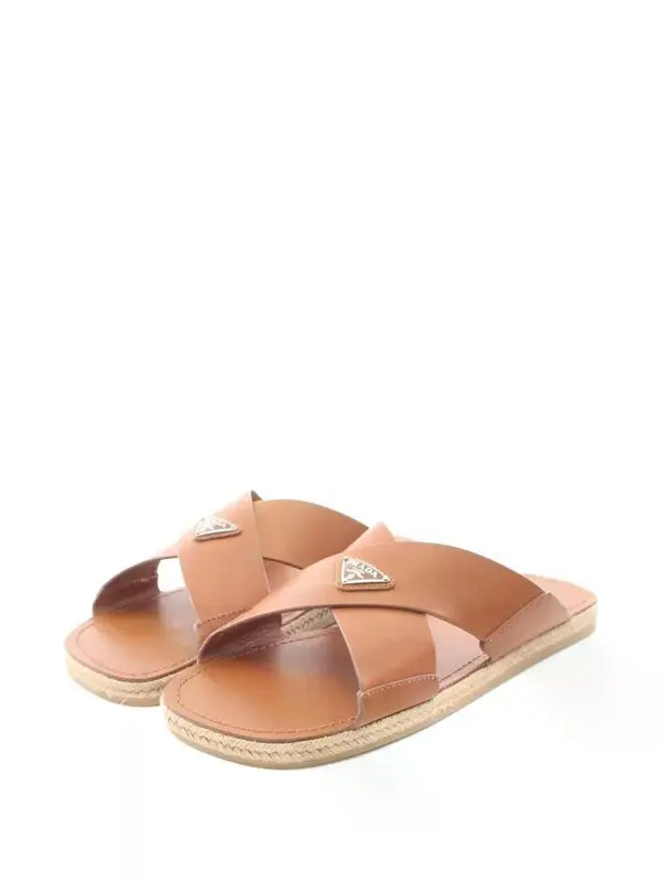 Prada Crisscross Triangle-logo Sandals - Neutrals