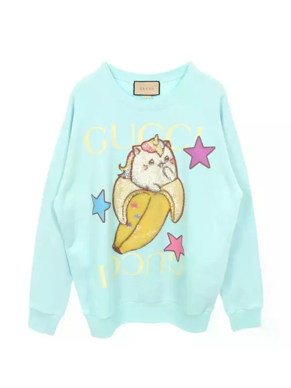 Gucci Sequin Embellished Crew Neck Sweater - Blue