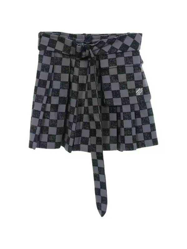 LOUIS VUITTON Damier Pleated Mini Skirt