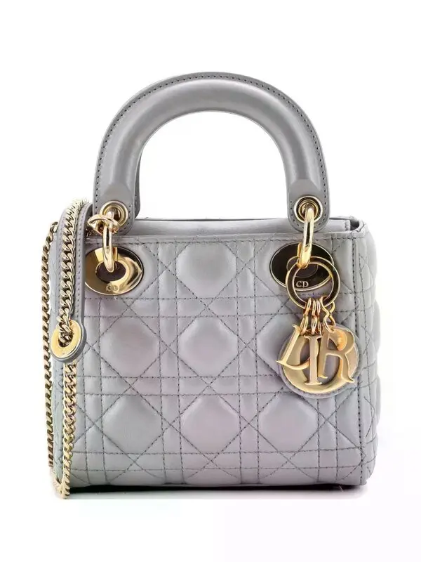 Dior Lady Chain Bag, Cannage Quilt Lambskin Mini Satchel - Grey