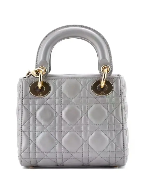 Dior Lady Chain Bag, Cannage Quilt Lambskin Mini Satchel - Grey