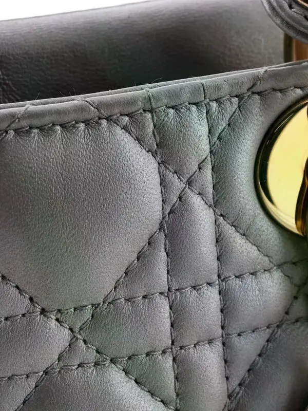 Dior Lady Chain Bag, Cannage Quilt Lambskin Mini Satchel - Grey
