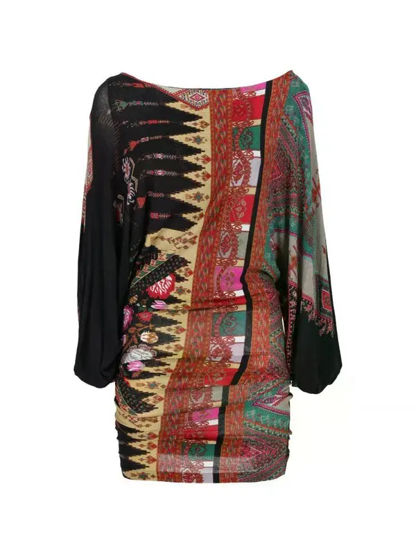 Etro Paisley Print Batwing Sleeve Dress - Red