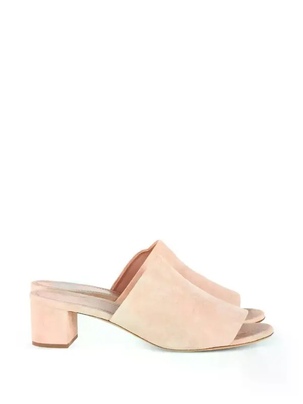 MANSUR GAVRIEL Suede Block Heel Mule Sandals - Pink
