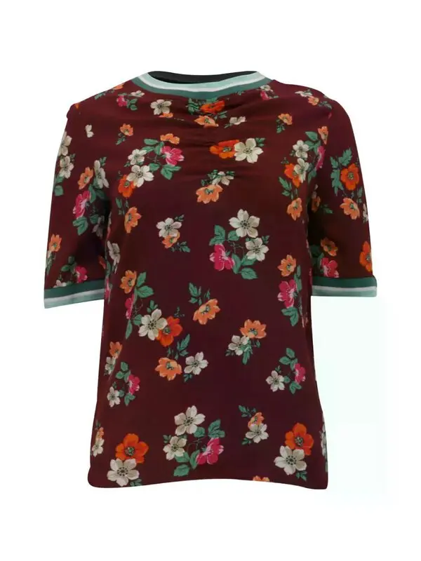 Maje Floral Print Ruched Top