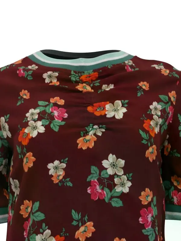 Maje Floral Print Ruched Top