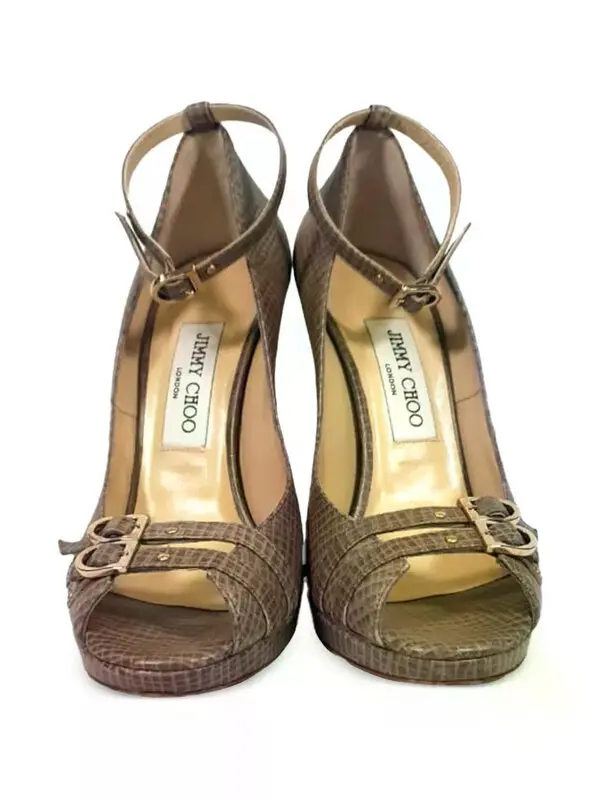 JIMMY CHOO Textured Peep-toe Pumps