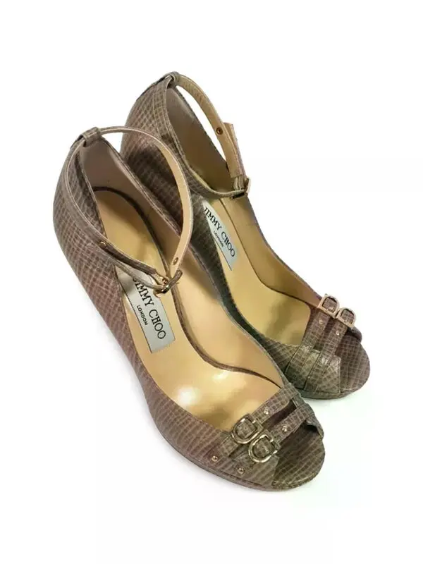 JIMMY CHOO Textured Peep-toe Pumps