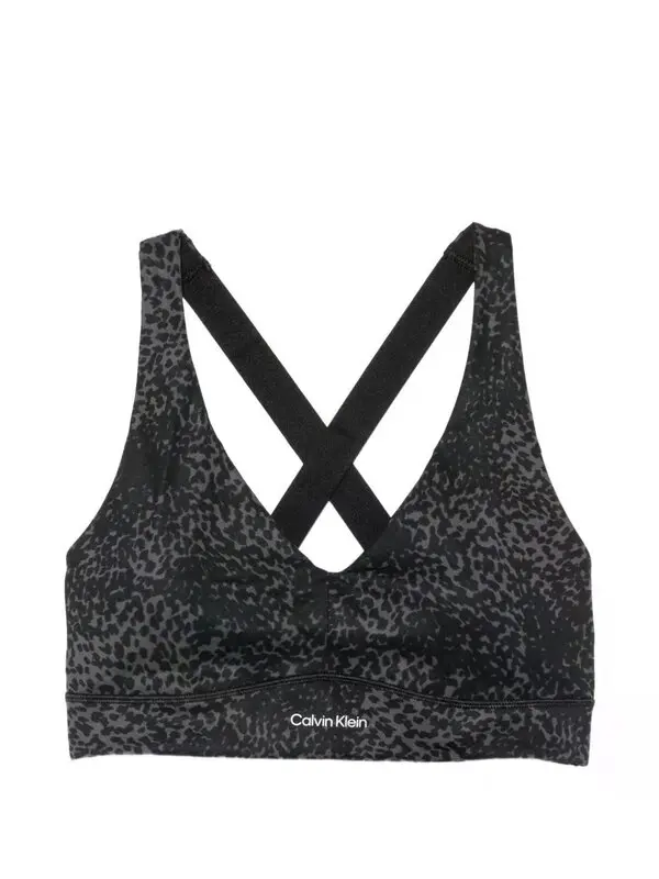 Calvin Klein Leopard-print Sports Bra - Black