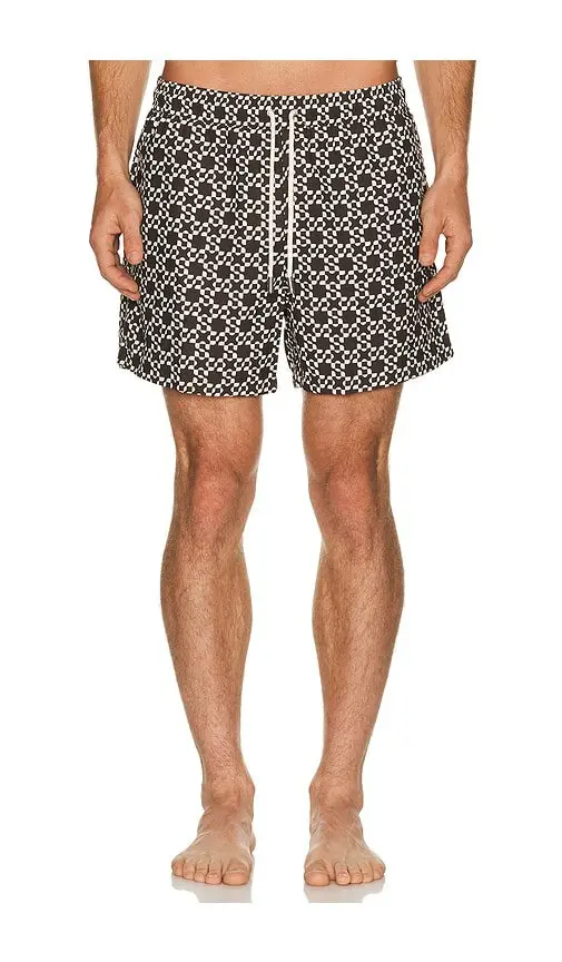 Simkhai Malachi Swim Shorts In Brown - Chocolate Ivory