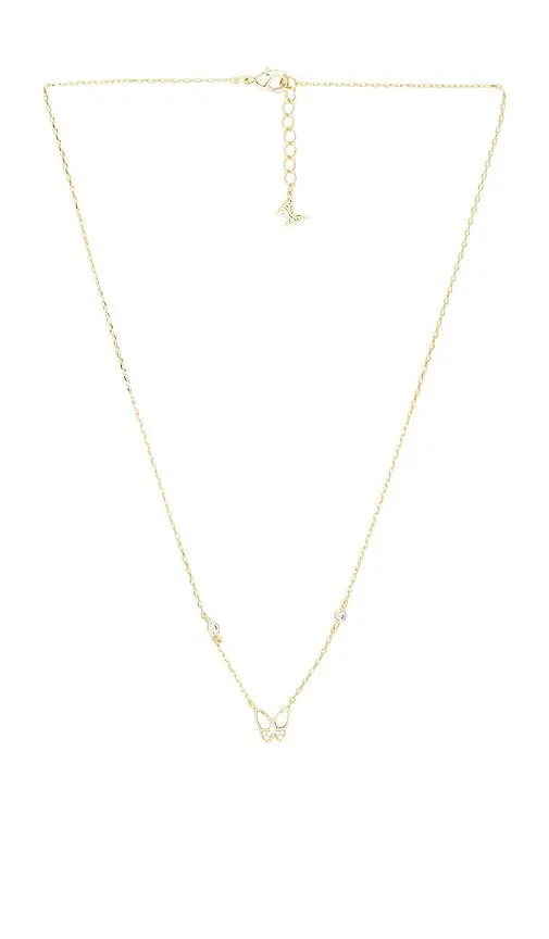 ADINA EDEN Butterfly Pendant Necklace With Cubic Zirconia And Mother Of Pearl Detail - White