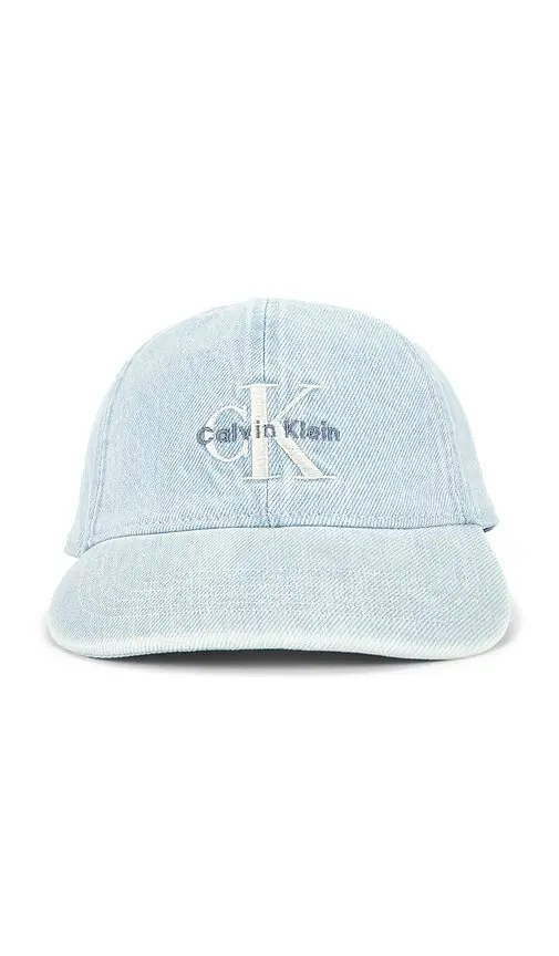 Calvin Klein Embroidered Logo Baseball Cap - Light Wash Denim