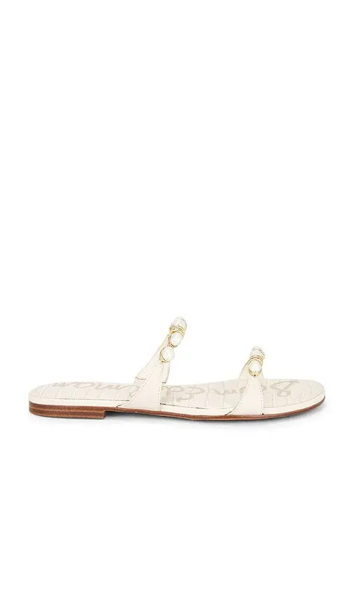 Sam Edelman Embellished Leather Slides - Modern Ivory