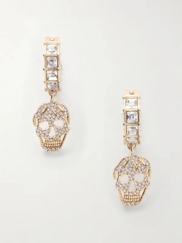 Alexander McQueen Crystal-embellished Skull Hoop Earrings - Gold