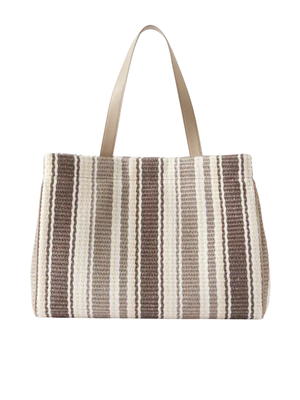 Brunello Cucinelli Striped Raffia Tote - Brown