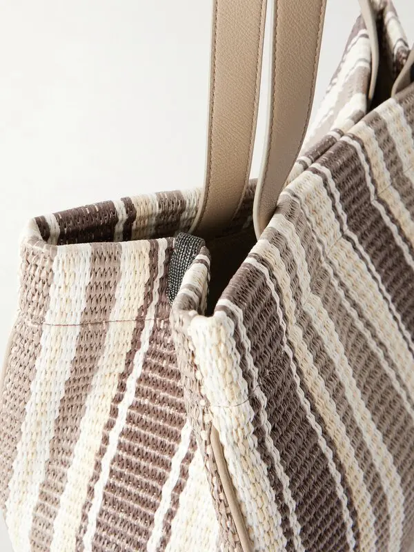 Brunello Cucinelli Striped Raffia Tote