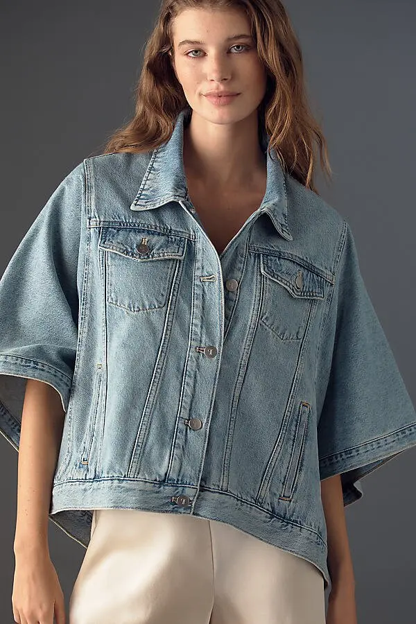 PILCRO Denim Trucker Cape Jacket - Light Denim