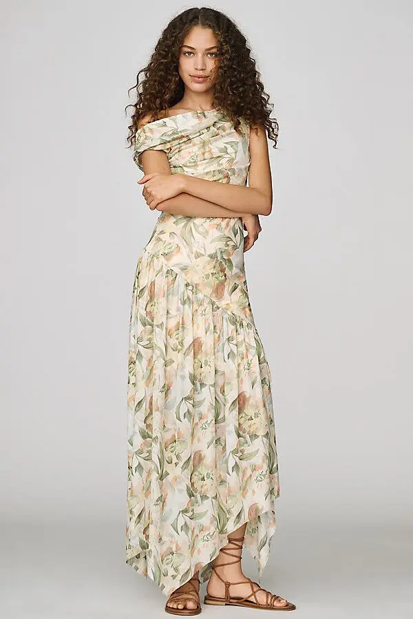 ELLIATT Thalia Off-shoulder Mesh Midi Dress