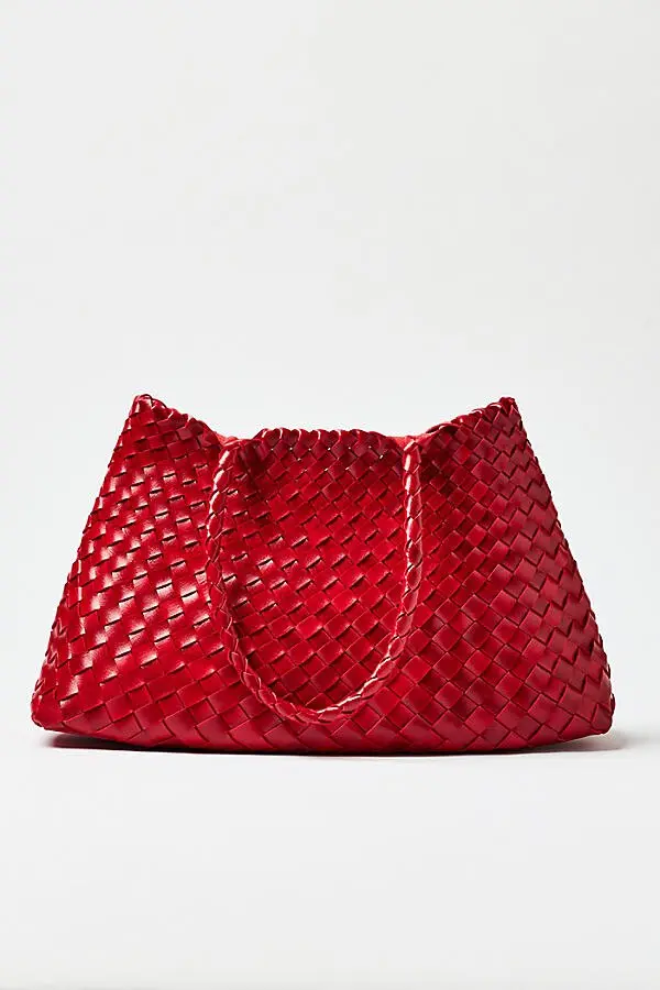 Anthropologie Calla Large Woven Satchel Bag - Red