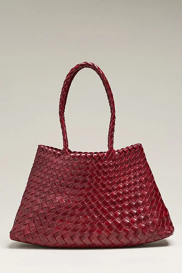 Anthropologie Calla Large Woven Satchel Bag - Wine