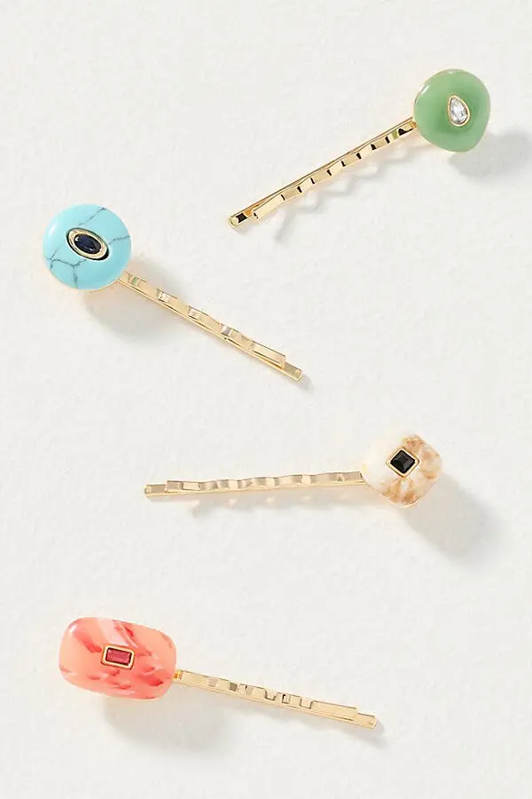 Anthropologie Stone Accent Bobby Pins - Multi