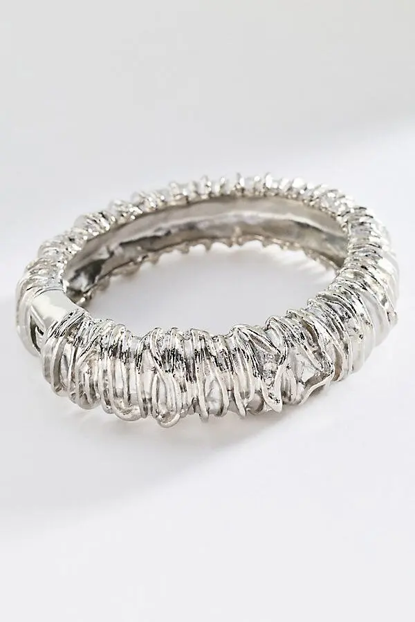Anthropologie Textured Statement Cuff Bracelet - Silver