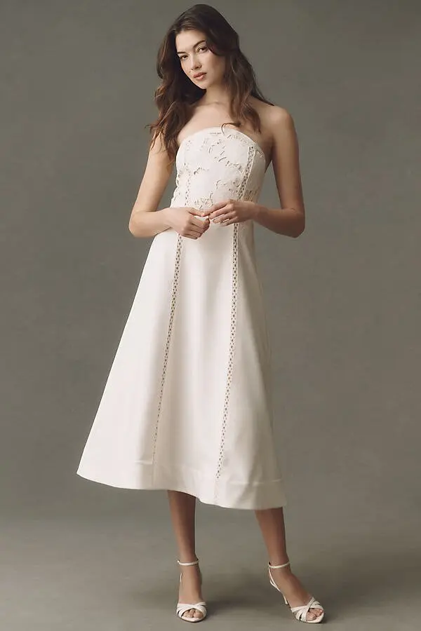 Bhldn Strapless Cutwork Maxi Dress - Ivory