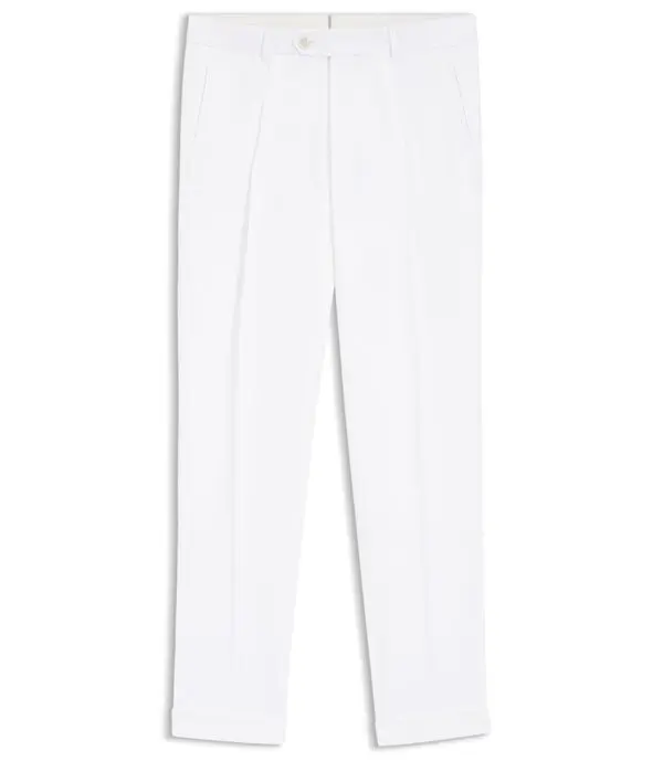 BOSS Regular-fit Trousers In Wrinkle-resistant Linen - White