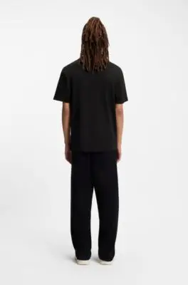 Hugo Interlock-cotton T-shirt With Metallic Stacked-logo Badge