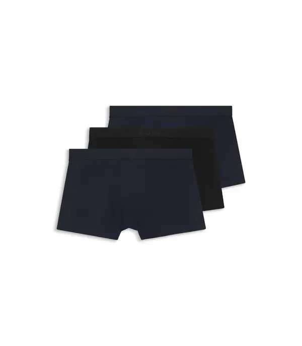 BOSS Three-pack Of Stretch-cotton Trunks With Logos - Light Blue