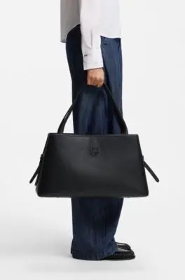 BOSS Grained Faux-leather Tote Bag With Double B Monogram