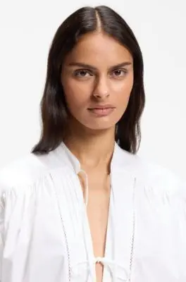 BOSS Relaxed-fit Cotton Poplin Blouse With Balloon Sleeves