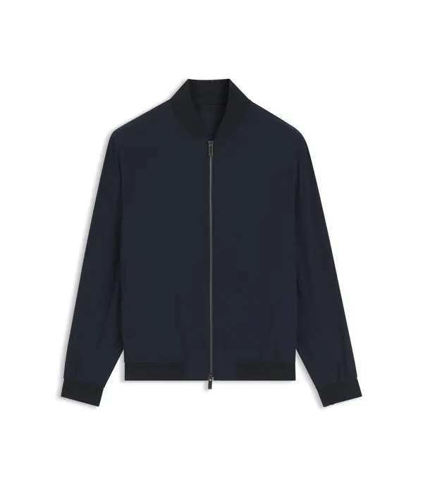 BOSS Slim-fit Micro-patterned Stretch Jacket - Dark Blue