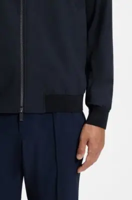 BOSS Slim-fit Micro-patterned Stretch Jacket - Dark Blue