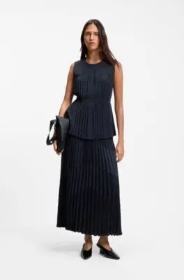BOSS Plissé Satin Skirt With Chevron Pattern