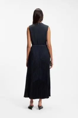 BOSS Plissé Satin Skirt With Chevron Pattern