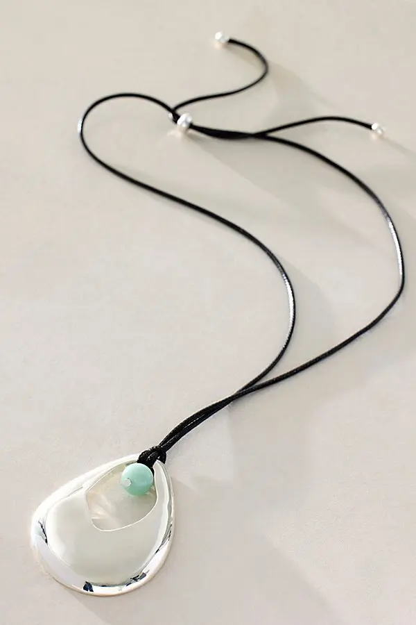 Free People Kori Pendant Necklace With Beaded Charm - Silver/amazonite