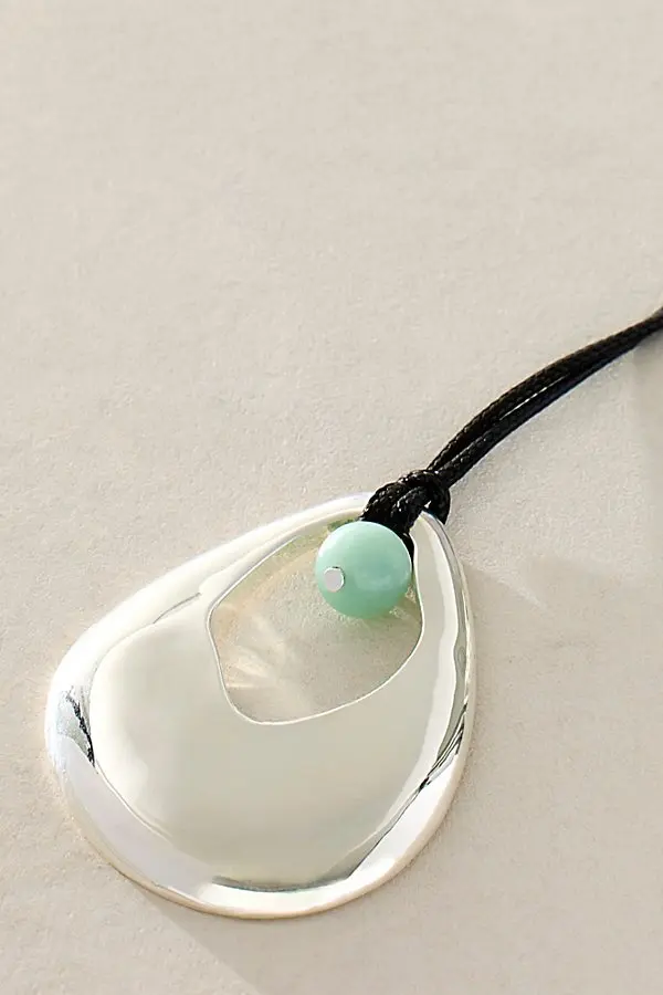 Free People Kori Pendant Necklace With Beaded Charm - Silver/amazonite