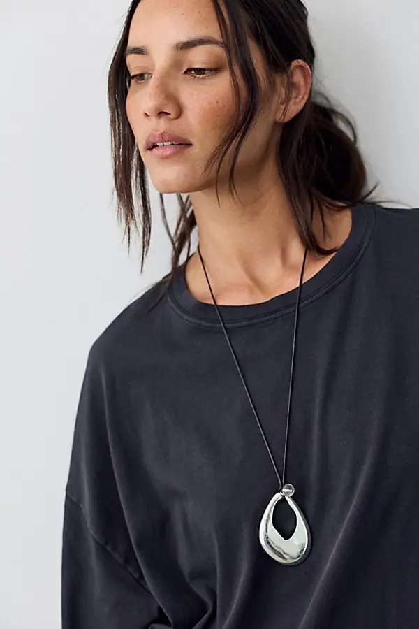 Free People Kori Pendant Necklace With Beaded Charm - Silver/amazonite