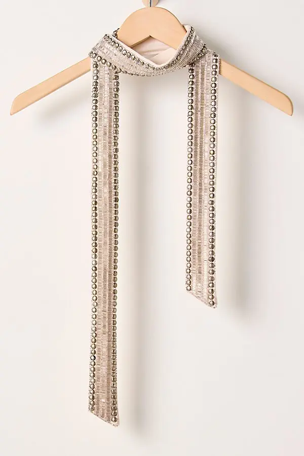 Free People Billie Embellished Skinny Scarf - Cloud
