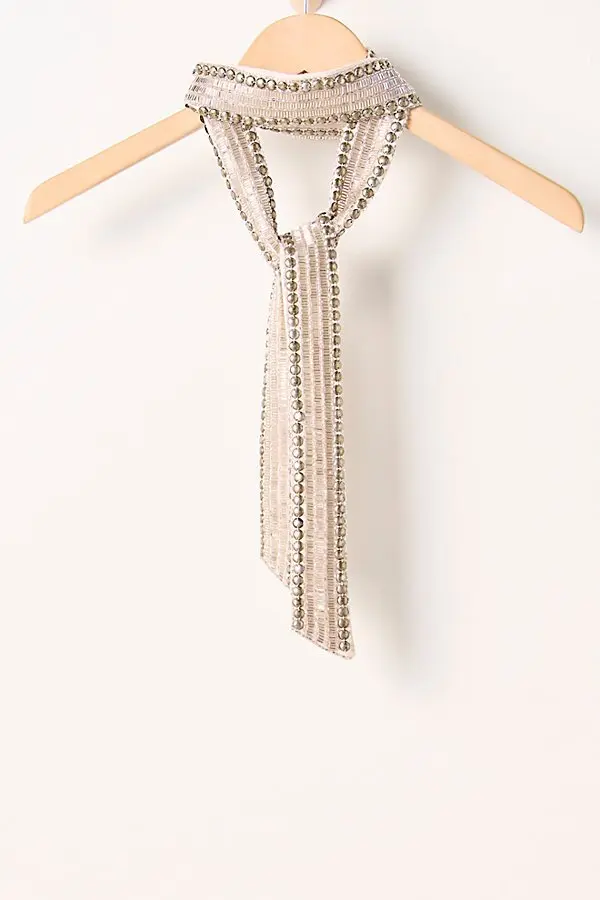 Free People Billie Embellished Skinny Scarf - Cloud